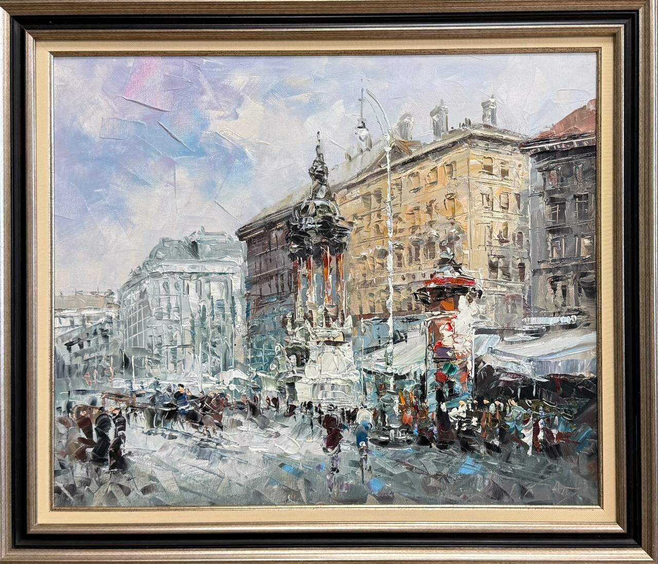 Картина маслом, городской пейзаж "Европейский городской пейзаж". Холст/Масло, 2026. Размер 50х60. Автор Беляева Ж.