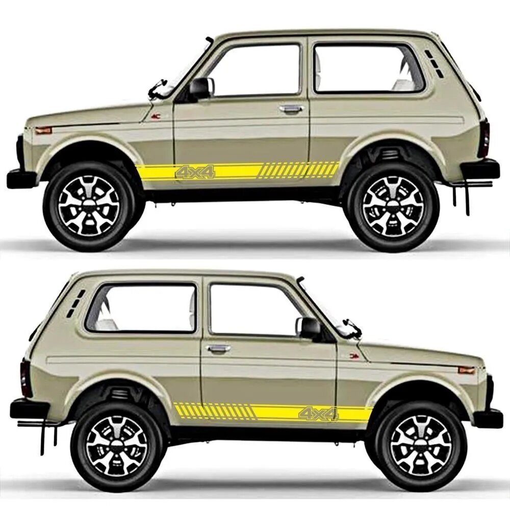 Наклейки на автомобиль NIVA 4x4 (Нива - наклейки на авто Нива Легенд на ДВА борта - тюнинг Niva