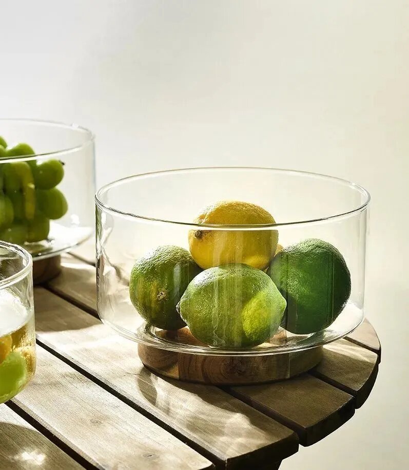 Фруктовница "wood & glass", диаметр 20 см, 1 шт