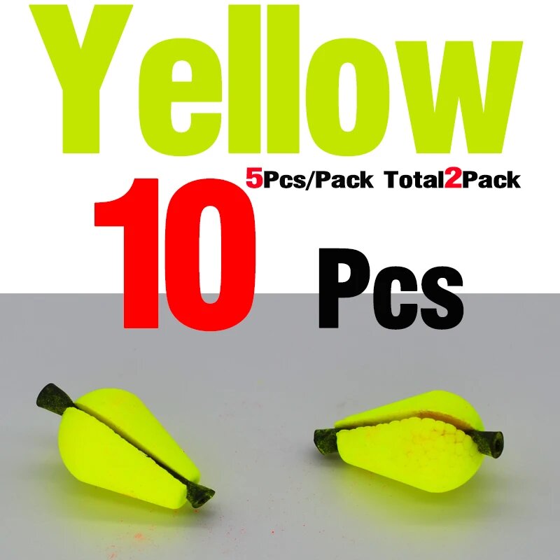 MNFT поплавки для нахлыста 10 шт, флуоресцентный желтый, красный Yellow 10PCS
