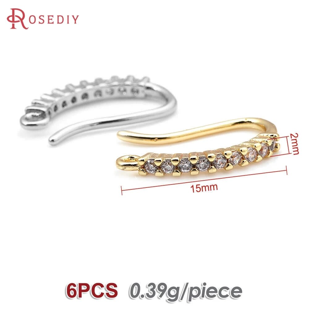 Крючки для сережек Rosediy, 15 мм, 6 шт.