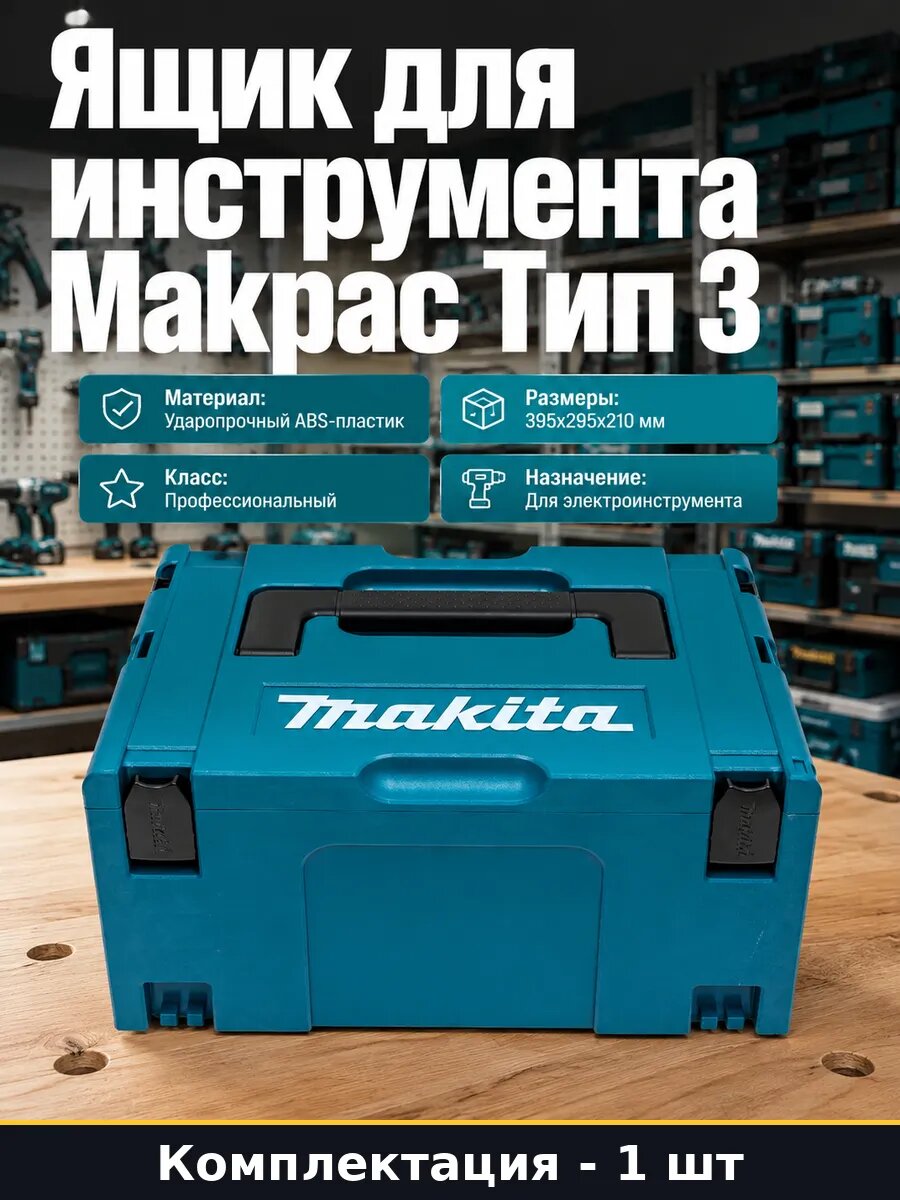 Пластиковый кейс для инструмента 395x295x210 мм тип 3 синий