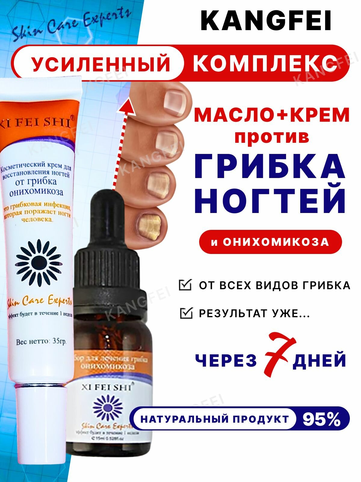 Средство от грибка ногтей на ногах и руках Эффективное Набор масло + крем