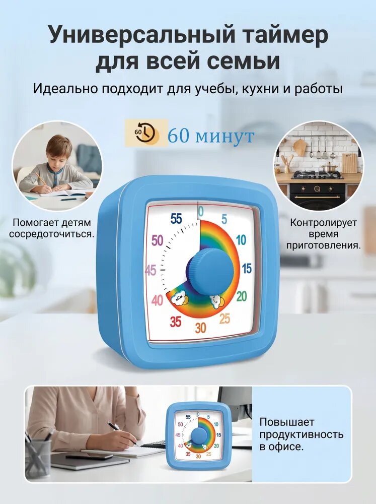 Настольные часы Электронные 1 шт, голубые, ABS пластик, 9.5x9.5x4.7 см