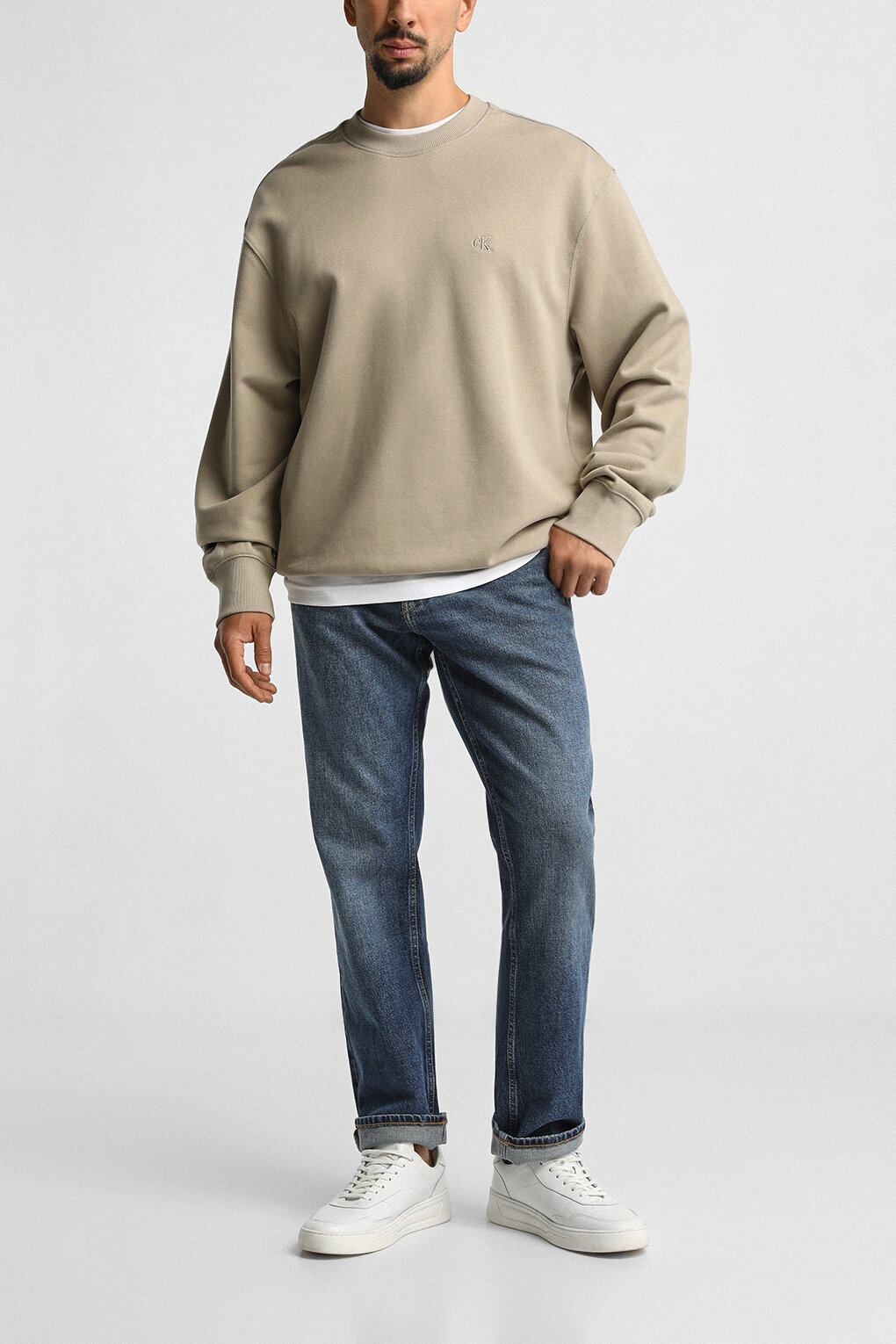 Толстовка Calvin Klein Jeans, размер M, , бежевый — фото 1