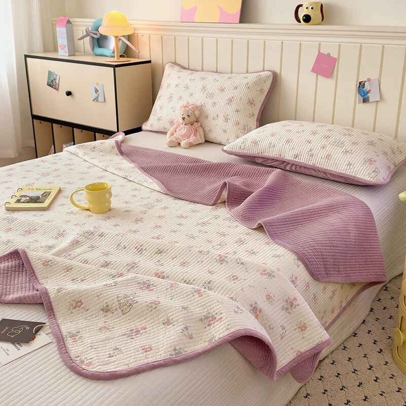 Двойная подкладка из хлопка с флисом, покрывало 240x220 см, мягкая теплая ткань для кровати