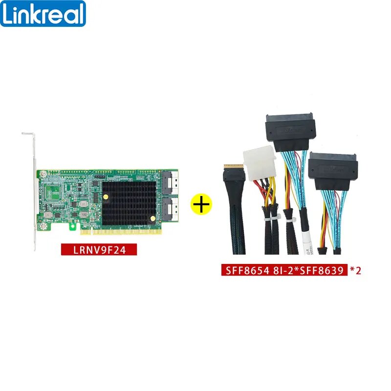 LINKREAL PCI Express 4.0 x16 адаптер для двух тонких фотографий LRNV9F24 and Cable