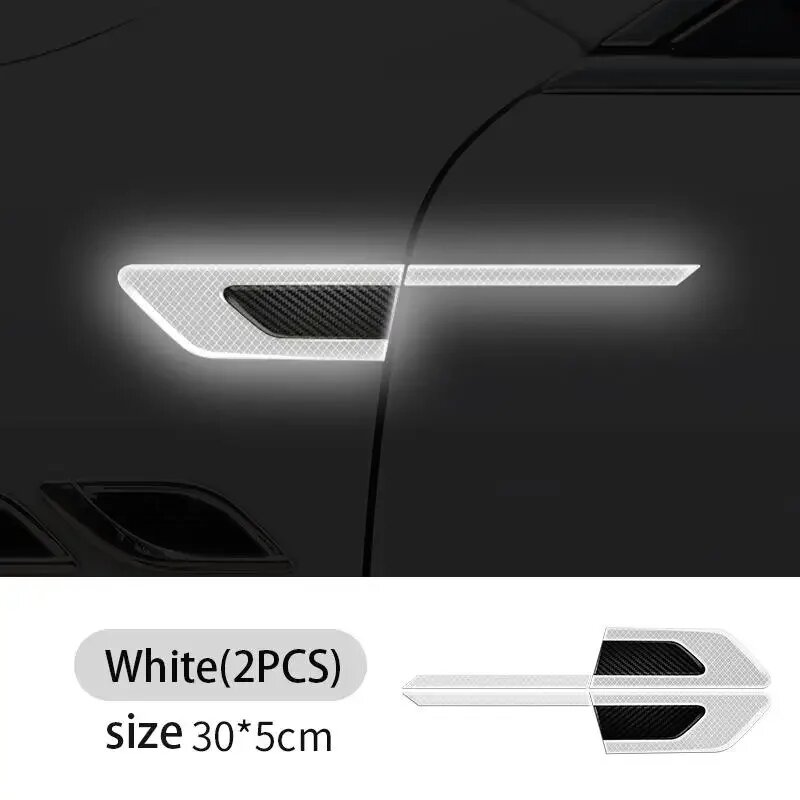Светоотражающие наклейки на дверь автомобиля, 2шт, White