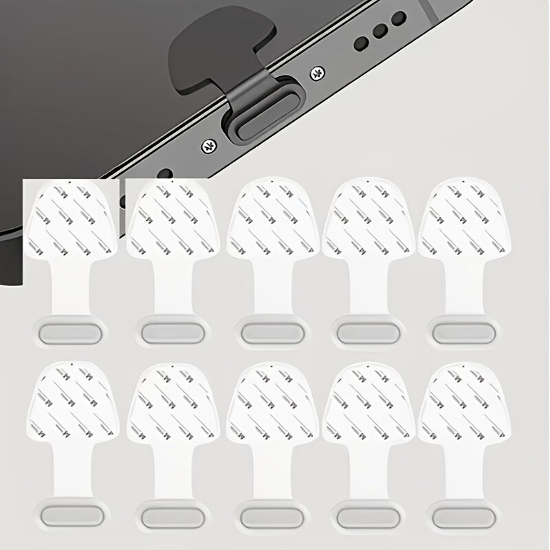 Силиконовые заглушки для зарядного порта Type-C, прозрачные, 10 шт, пылезащитные и противоцарапные, антипотерь