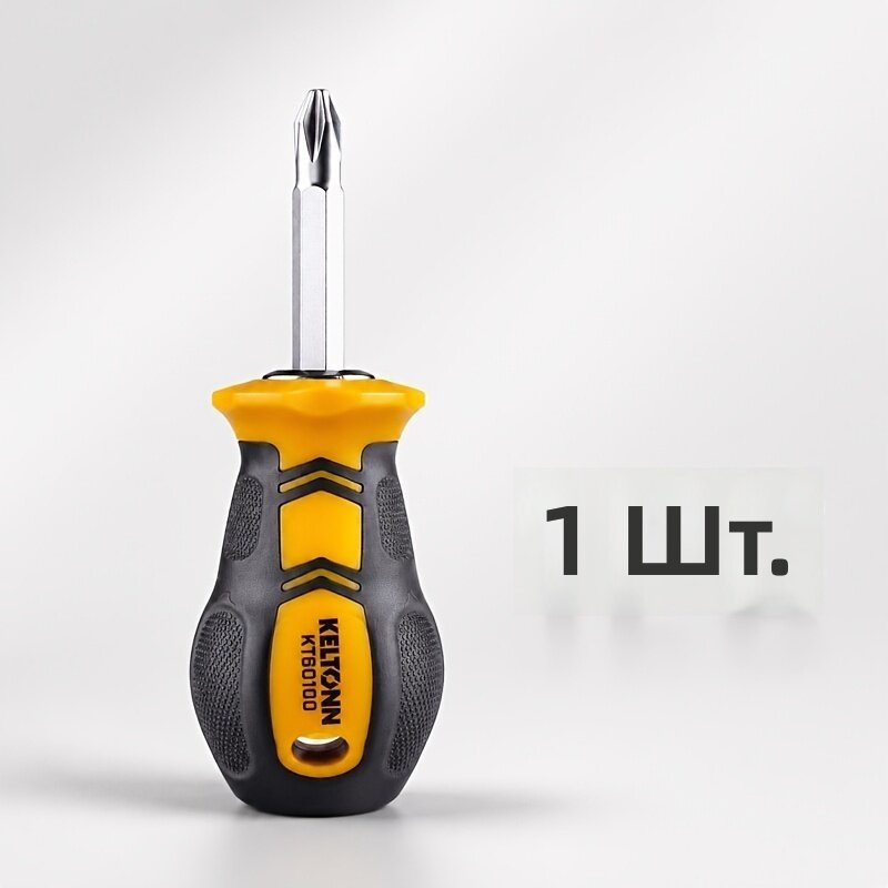 Короткая отвертка с реверсивным магнитным битом Cr-Mo, крестовая и шлицевая, мини-головка "редиска" 6x38 мм