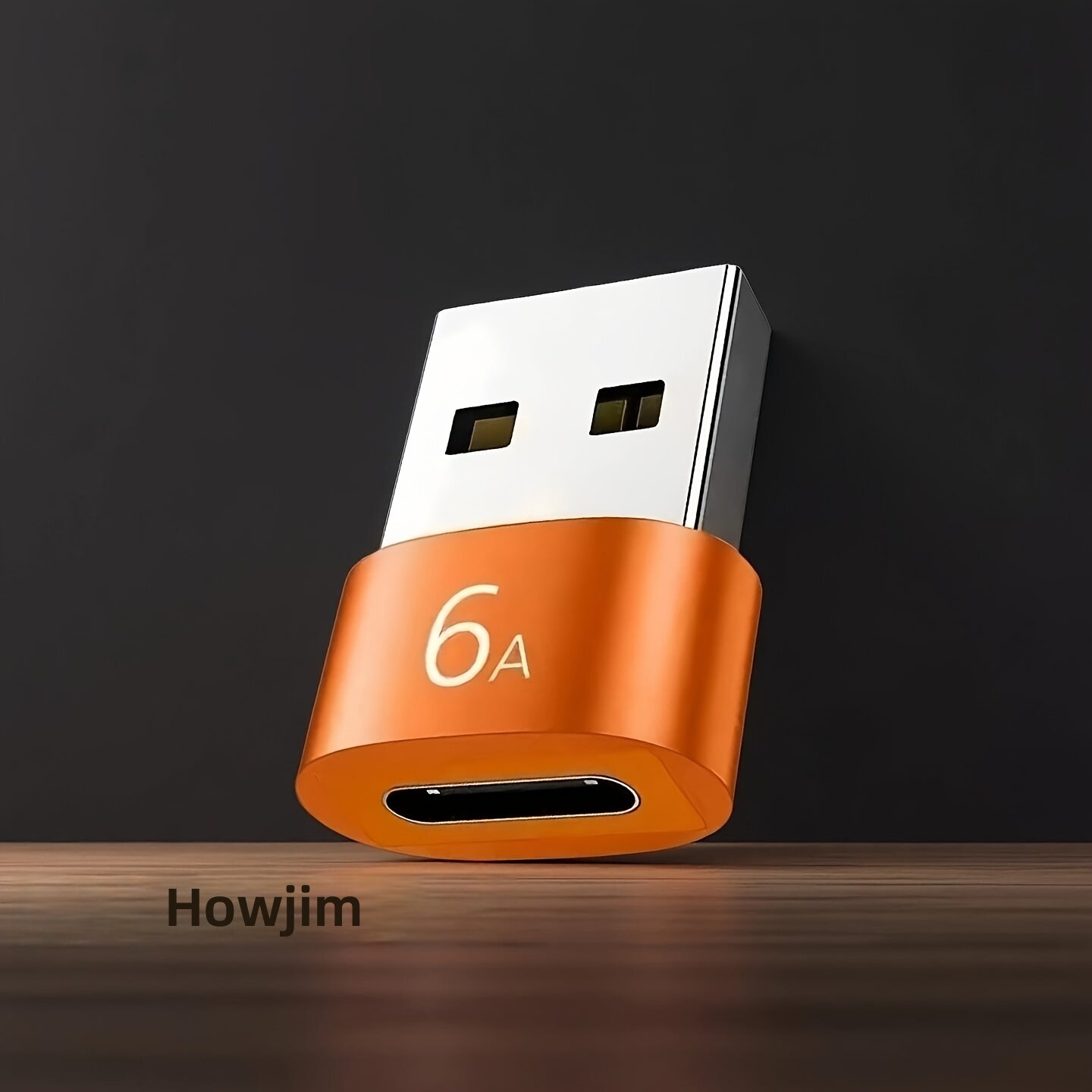 Адаптер USB на Type-C 6A, 1 секунда преобразования, оранжевый