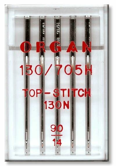 Иглы ORGAN "Top-Stitch", для бытовых швейных машин, 5600090, №90, в пенале, 5 шт