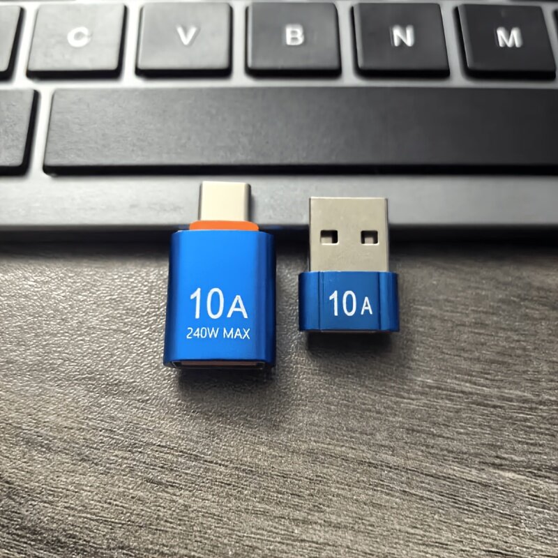 Адаптер Type-C на USB и USB на Type-C, 2 шт, синие, с функцией OTG 10А, поддержка зарядки и передачи данных, для смартфонов, планшетов, компьютеров, мышей и клавиатур