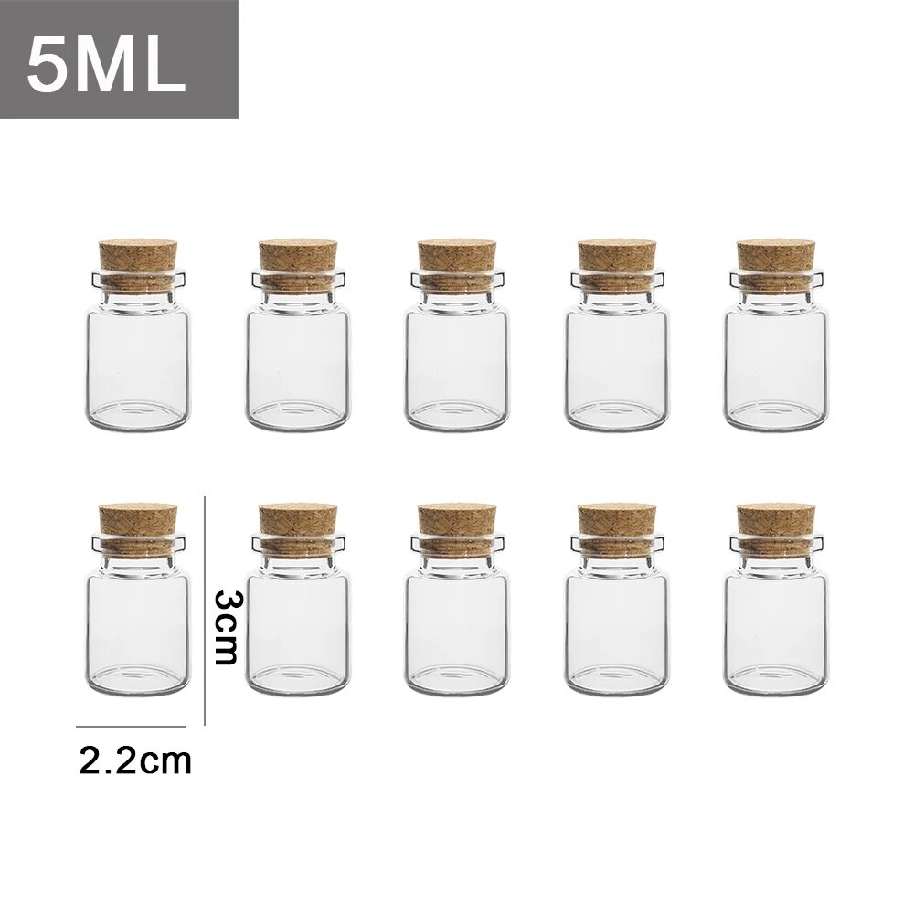 Мини стеклянные бутылочки для пожеланий 10 шт. 5ML-(2.2X3CM)