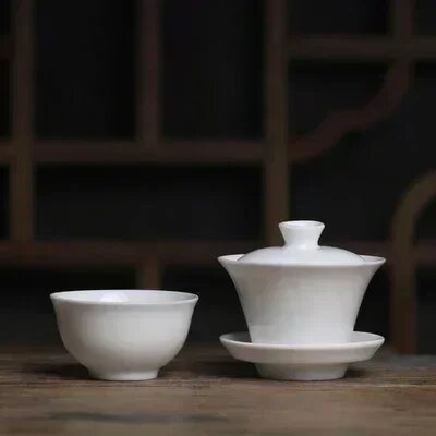 Мини белый керамический гайвань для чая 60 мл 50ml Gaiwan 1 cup