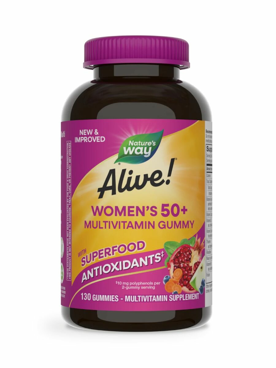Nature's Way Alive! Womens 50+ Multi Gummy мультивитамины для женщин 50+, вкус ягодного ассорти, 130 мармеладок