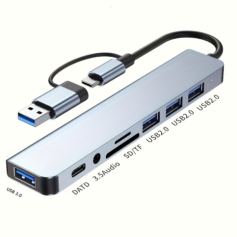Док-станция с двумя интерфейсами Type-C и USB, универсальный хаб с кардридером и выходом HD, портативный USB-сплиттер-адаптер для смартфонов, планшетов и ноутбуков, стиль Double Head