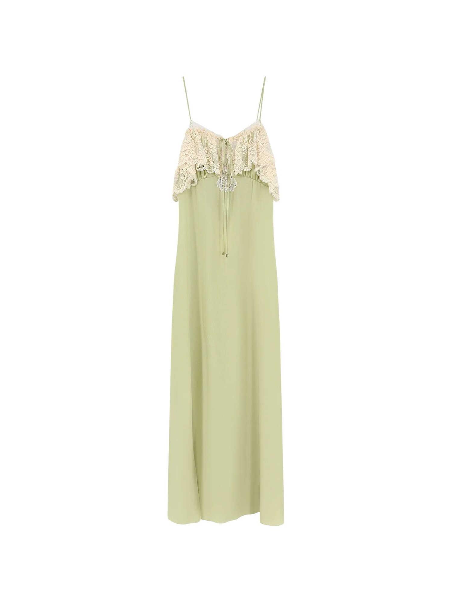 Платье Chloe Thin-strap long dress in crêpe de chine & lace