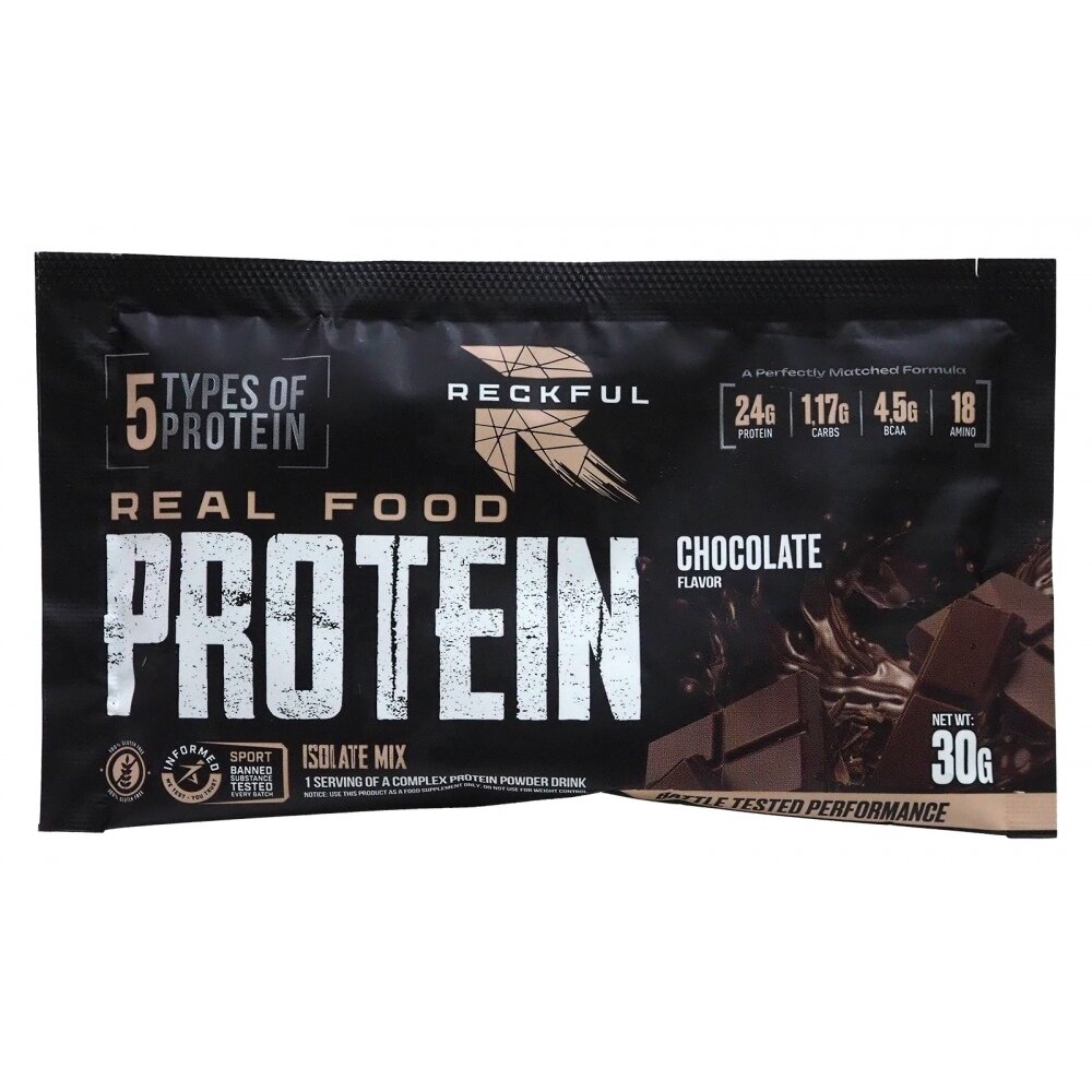 Протеин многокомпонентный Reckful Real Food Protein, 30 г / 1 порция, Вкус Chocolate / Шоколад