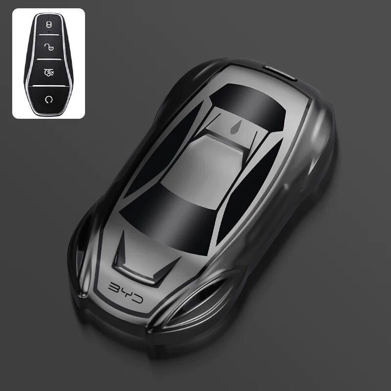 Серый гранит чехол для ключа BYD Seal 07 DM-i 2025 модель - простой премиум чехол для брелока