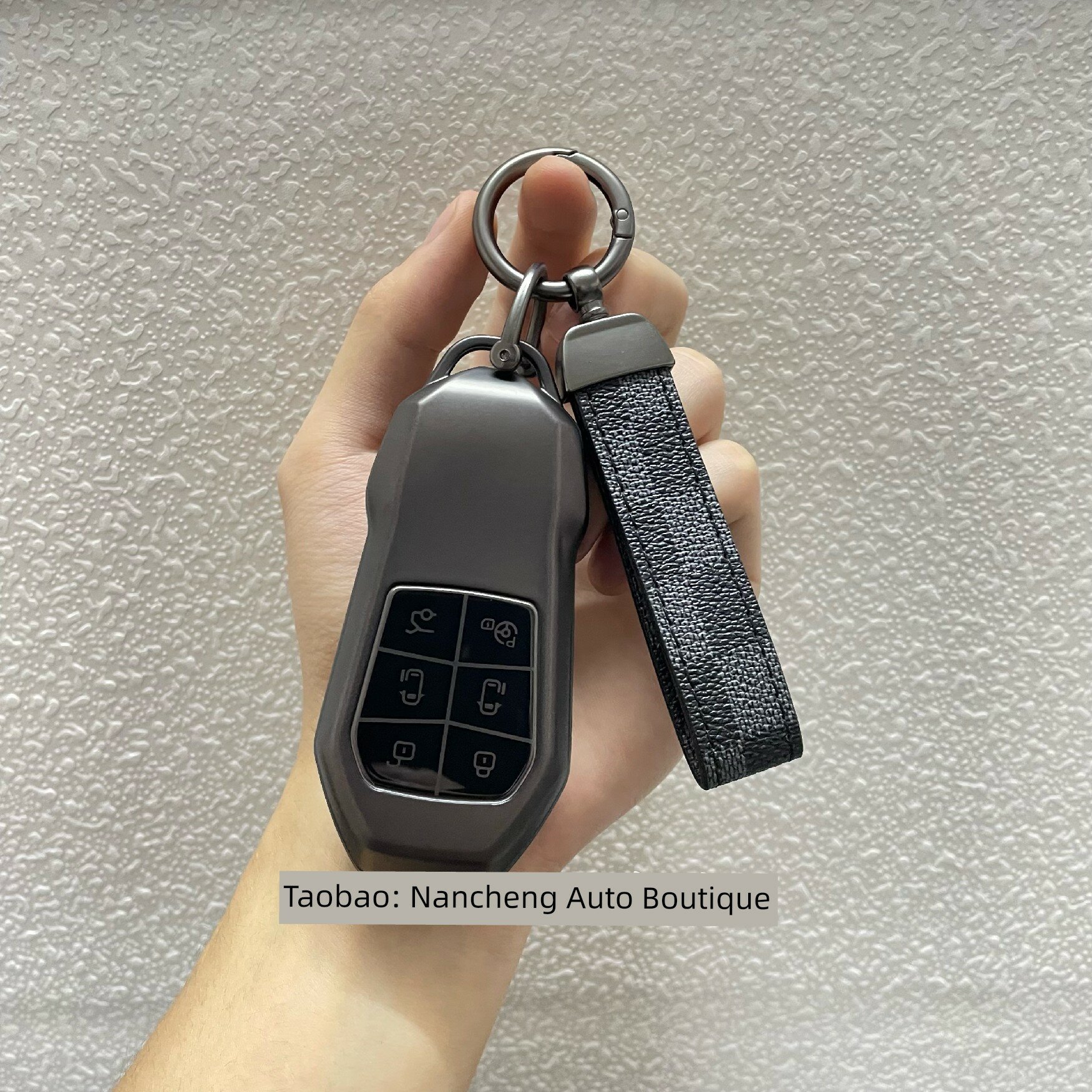 Чехол для ключа Xpeng X9 2025 года в космическом сером цвете с клетчатым шнуром, премиум автомобильный аксессуар