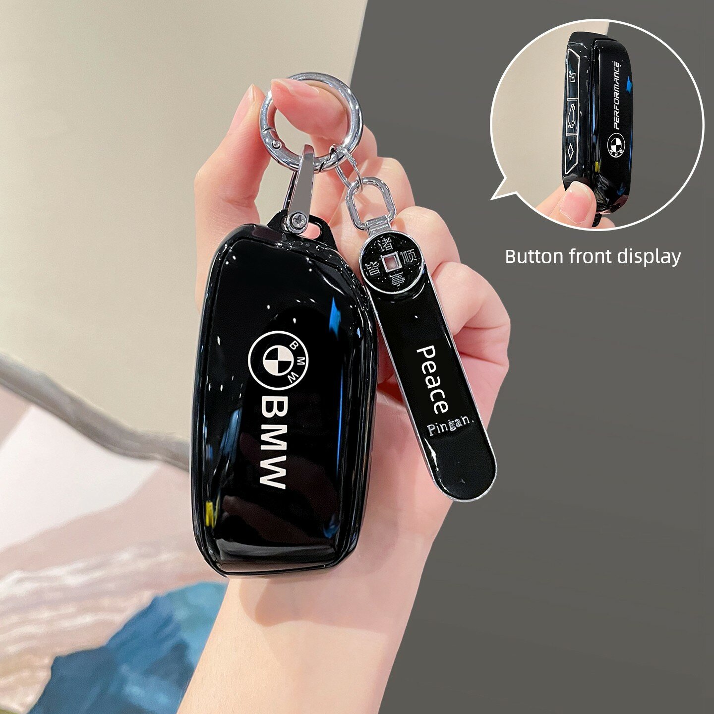 Черный чехол для ключей BMW с удачным номерным табличкой и логотипом для автомобильных ключей