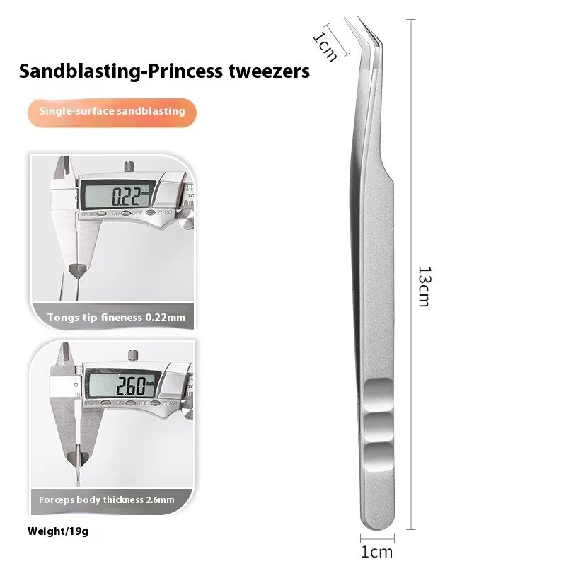 Пинцет Sandblasting-Princess, 13см, 0.22мм, 19г, 04Princess