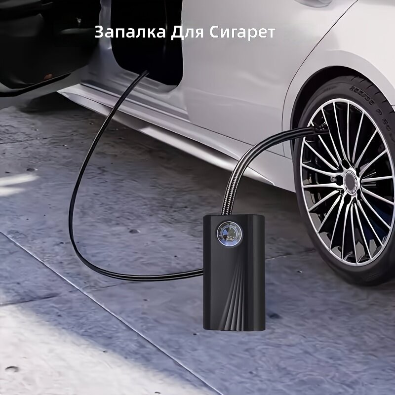 Портативный автомобильный компрессор 12V для шин, с манометром, без аккумулятора, для авто, мотоцикла, велосипеда, мячей, черный, 1 шт.