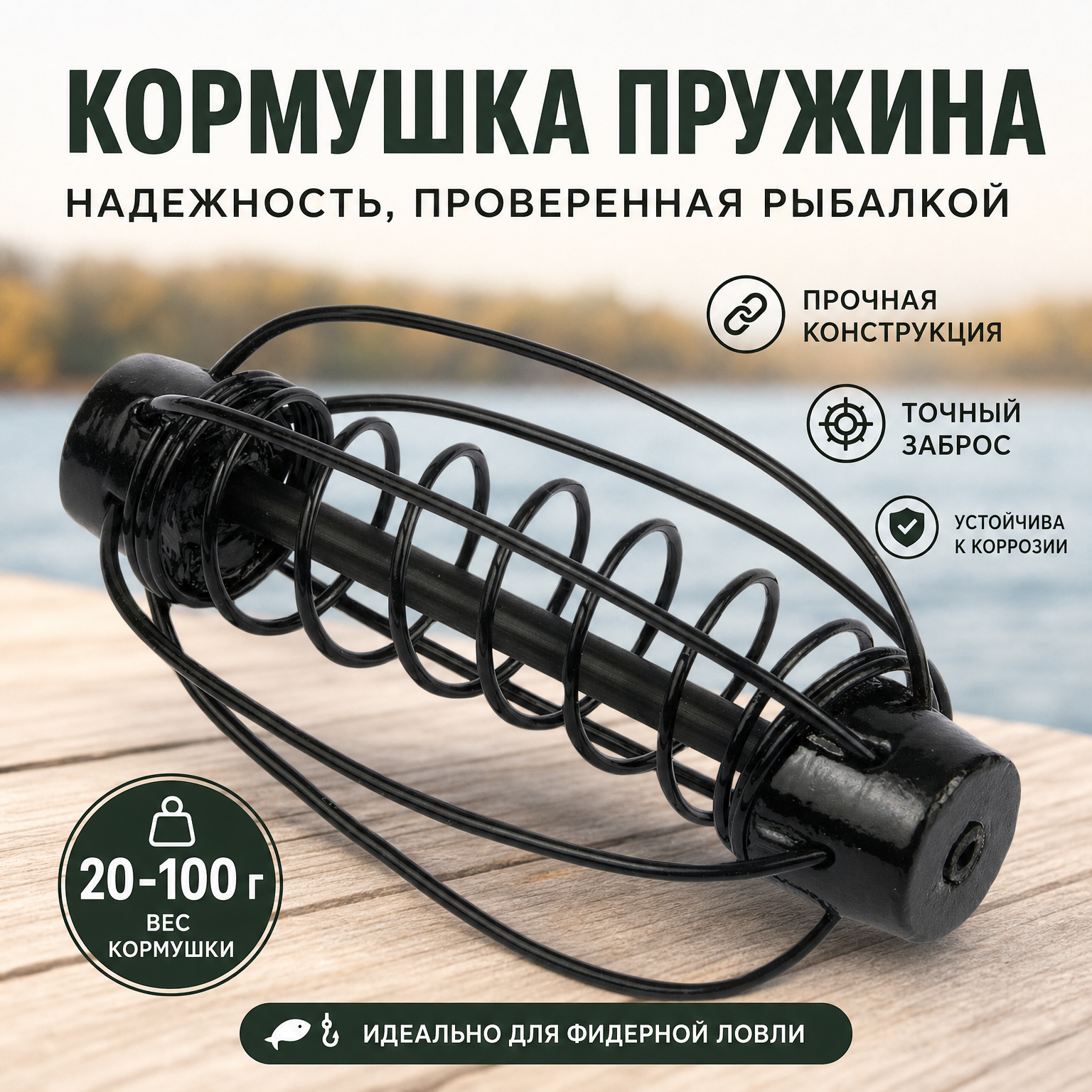 Кормушка Пружина (окрашенная, скользящая, медная, 50гр) 6штук/упак. (Цвет товара: черный.)