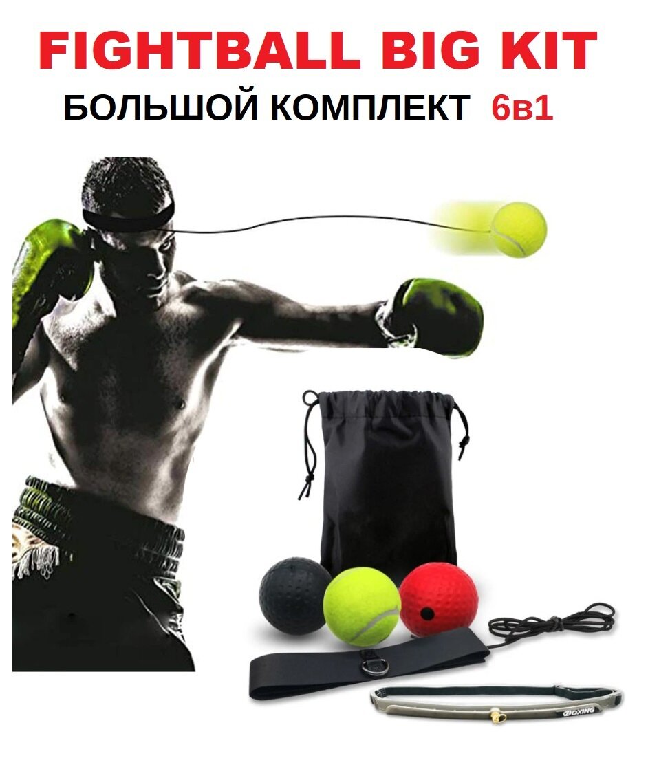 Большой комплект Fight Ball для бокса 6в1 с мячами разных весов