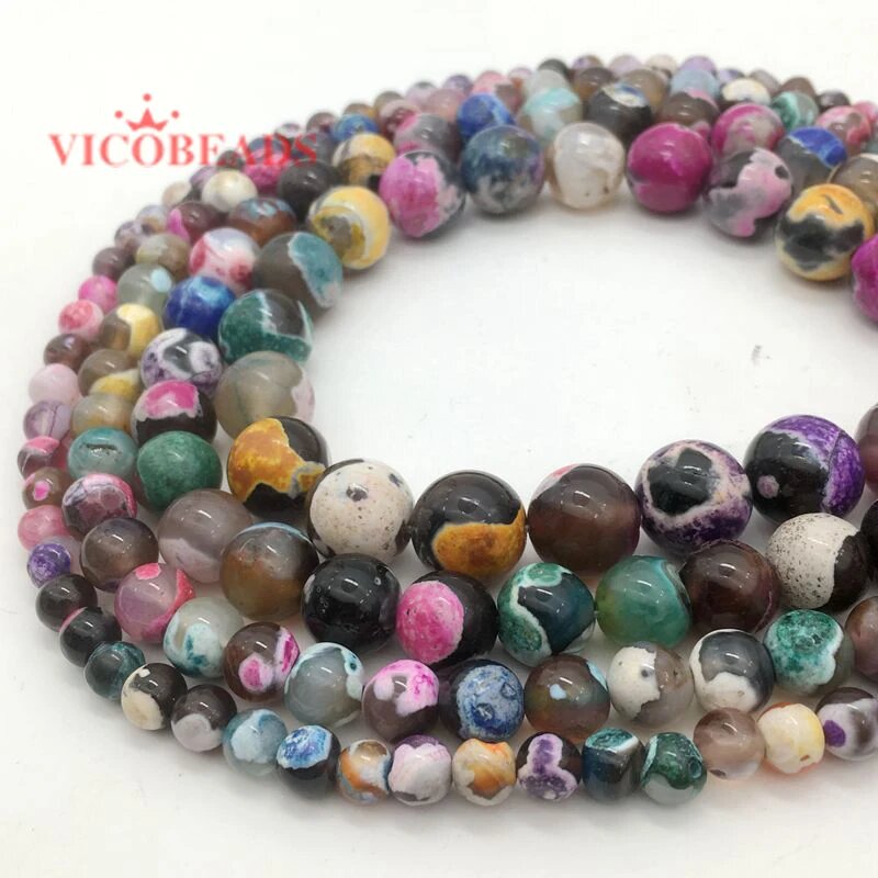 Бусины огненные агаты Verkadebeads смешанные цвета 6-12 мм 8mm about 46pcs