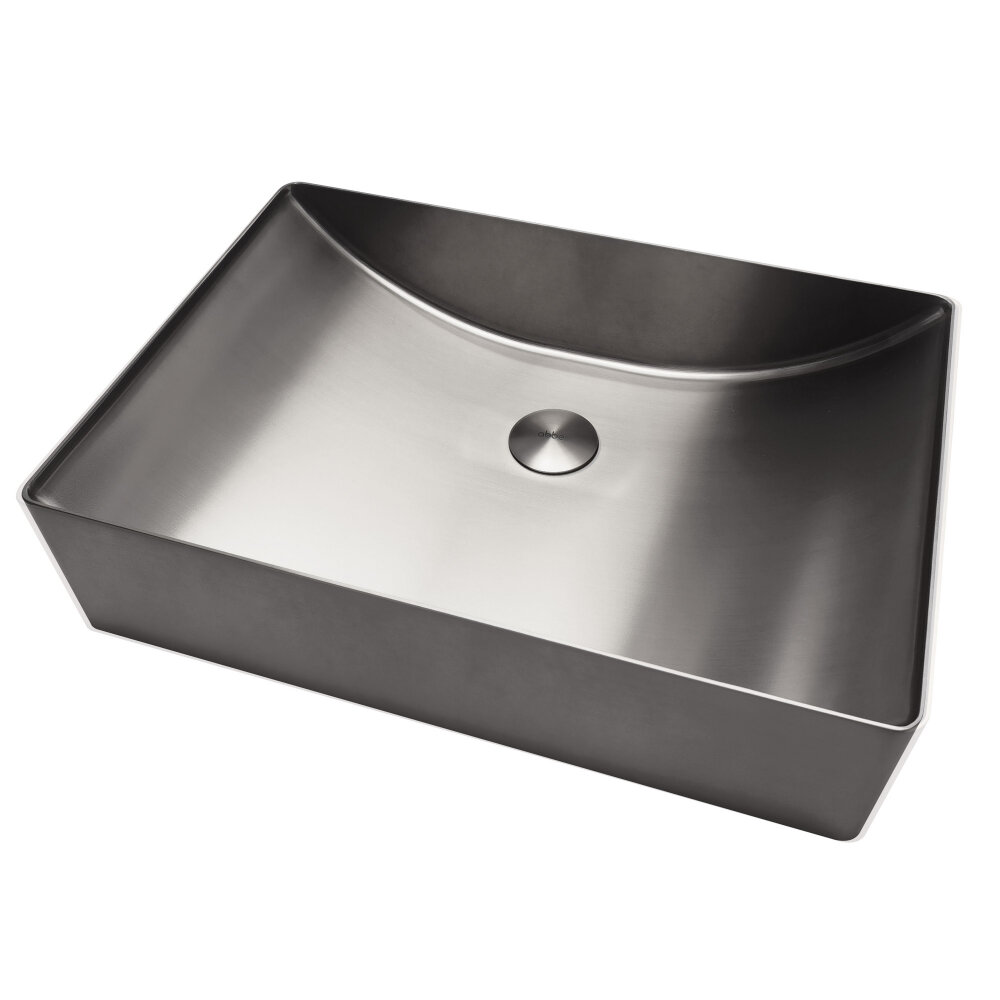 Раковина накладная из нержавеющей стали Abber Wasser Kreis 50x35x13 AF2403SP сатин, с донным клапаном