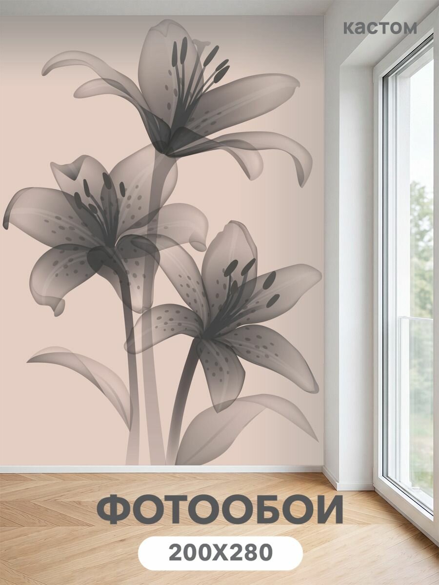 Фотообои на стену флизелиновые 3d Лилии 200х270 см