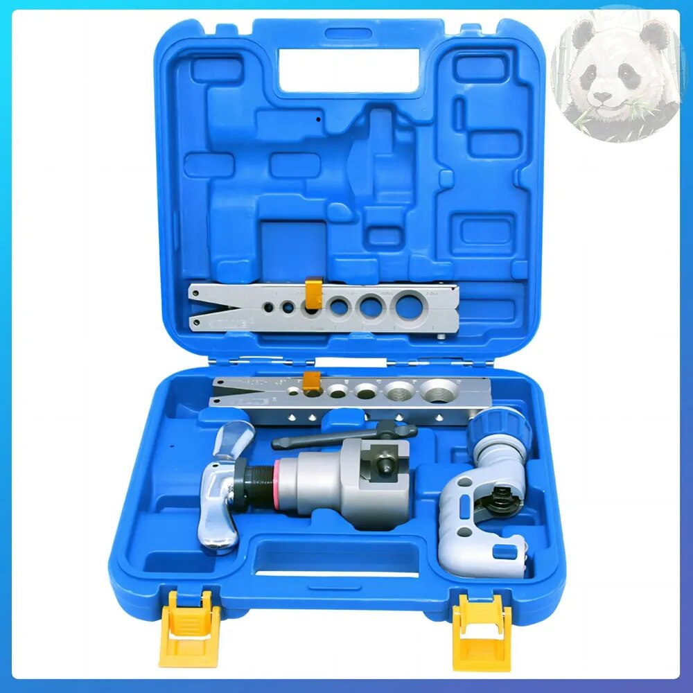 Эксцентриковая вальцовка VALUE VFT808UMIS 1/4"3/4" с ограничителем подачи и двумя плашками надежно укомплектована в премиум чемодан для профессионального развальцовки медных тормозных трубок