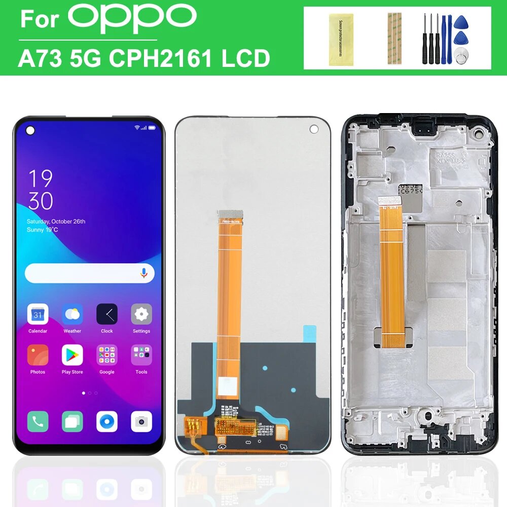 Для Oppo A73 5G ЖК-экран сенсорная панель дигитайзер в сборе для Oppo A73 5G CPH2161 Замена рамки дисплея
