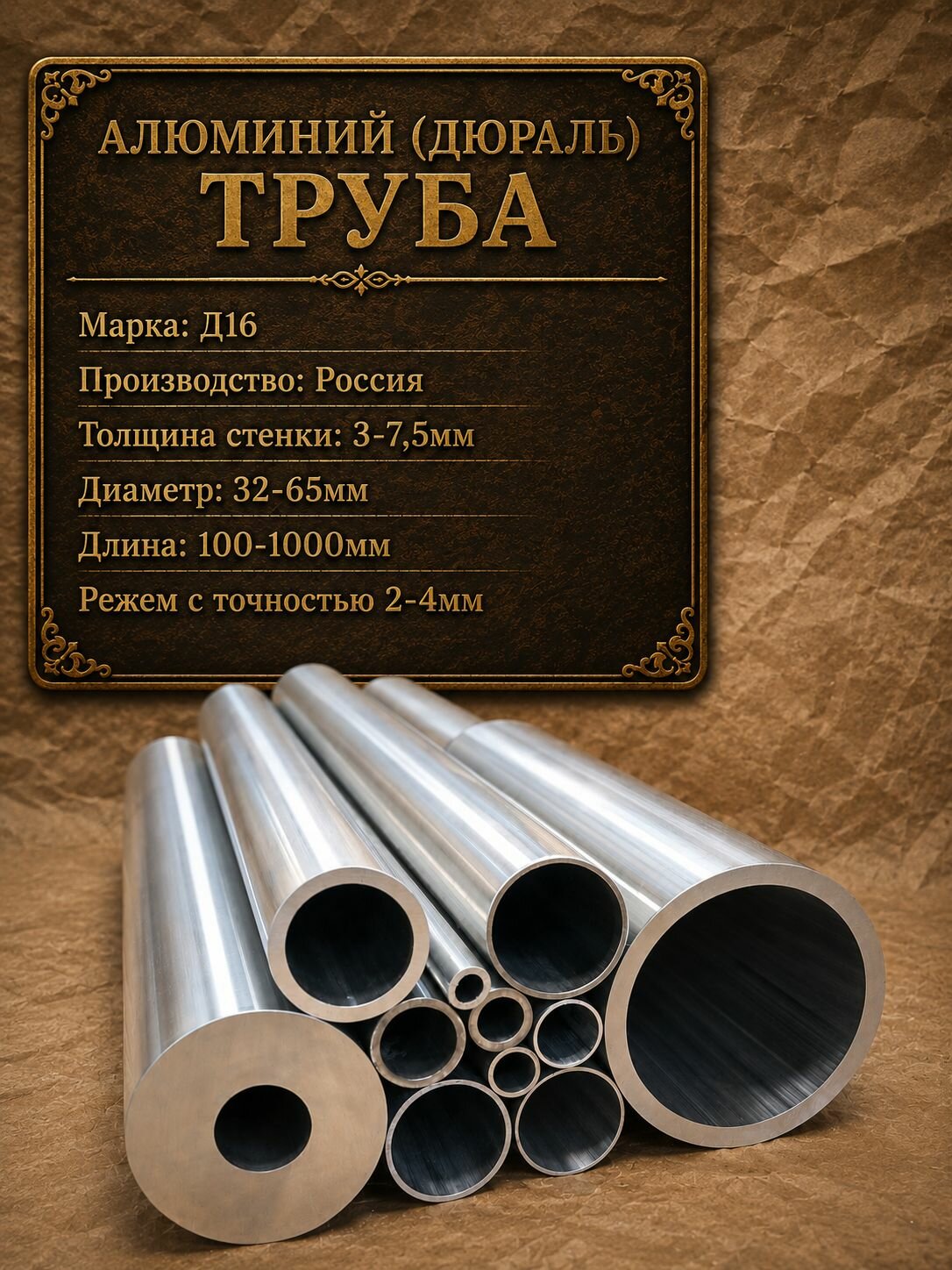 Труба алюминиевая Д16т, Диаметр 55мм, Стенка 5мм, Длина 100мм