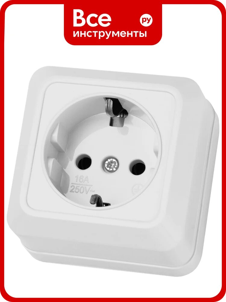 Розетка открытой установки 2П+З IP20 16А, белая TDM ELECTRIC Ладога SQ1801-0015