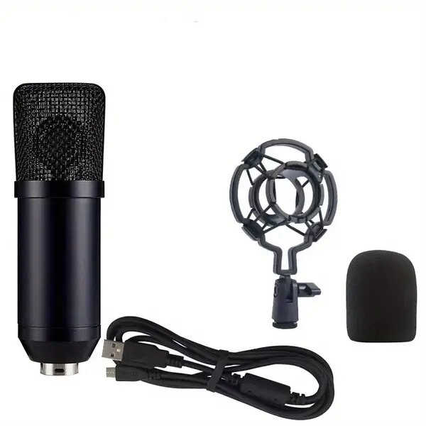 Профессиональный USB-микрофон 192kHz/24Bit Plug & Play с поп-фильтром и металлической подставкой в форме сердца для студийной записи, стриминга, подкастов, игр, YouTube, совместим с ПК (без внешнего питания) USB700-1