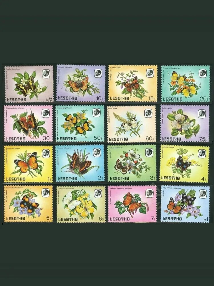 Почтовые марки Лесото 1984 Флора и фауна, бабочки, полная серия, MNH**