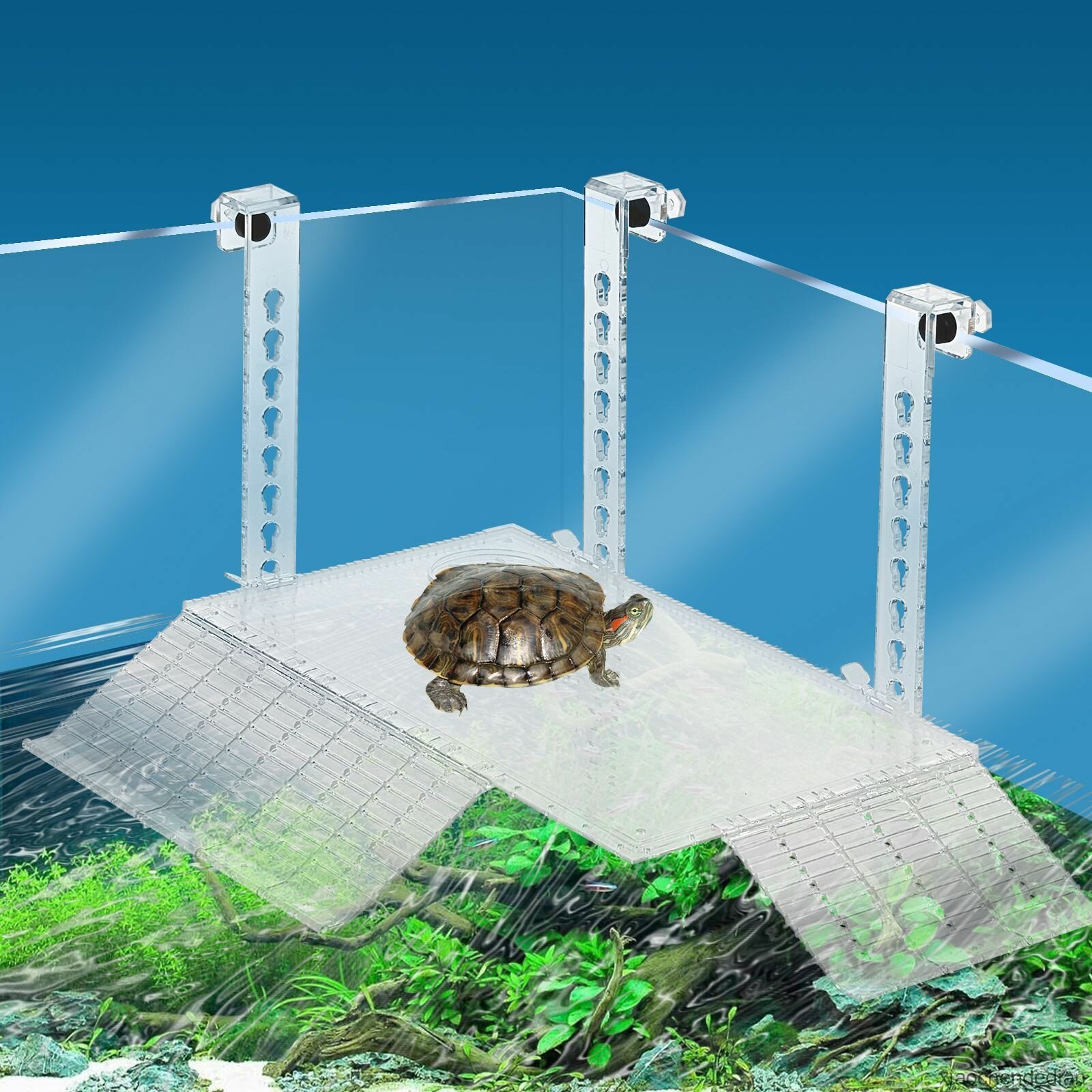 Остров для черепахи в аквариум, 35x20 см, акриловый, с горками