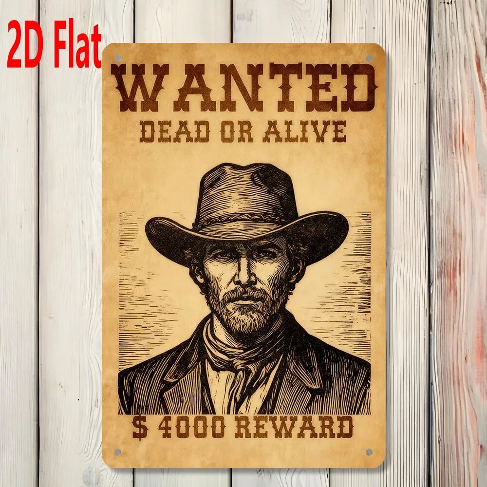 Винтажная металлическая табличка Wanted в стиле вестерн для декора кабинета и бара