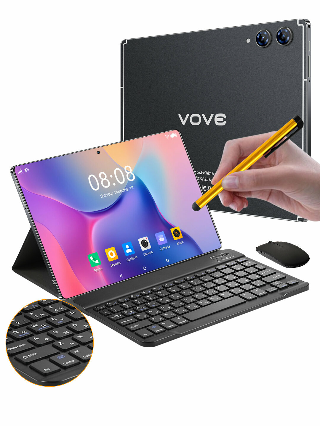 Планшет игровой мощный для игр с клавиатурой Tab S9 FE+ Экран 11.6 дюйма 8800 мАч 16/1024ГБ память. Черный