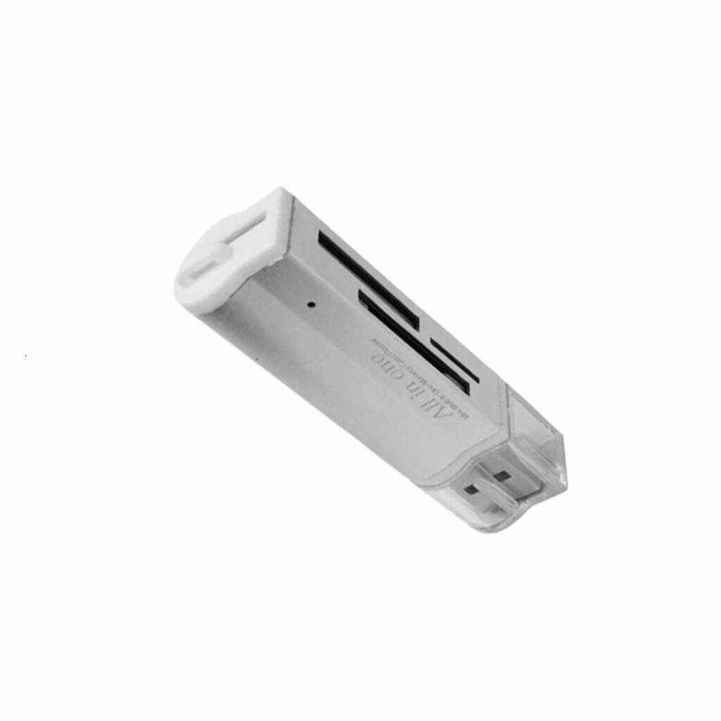 Картридер USB 2.0 для MicroSD, MS, M2, Серебристо-серый