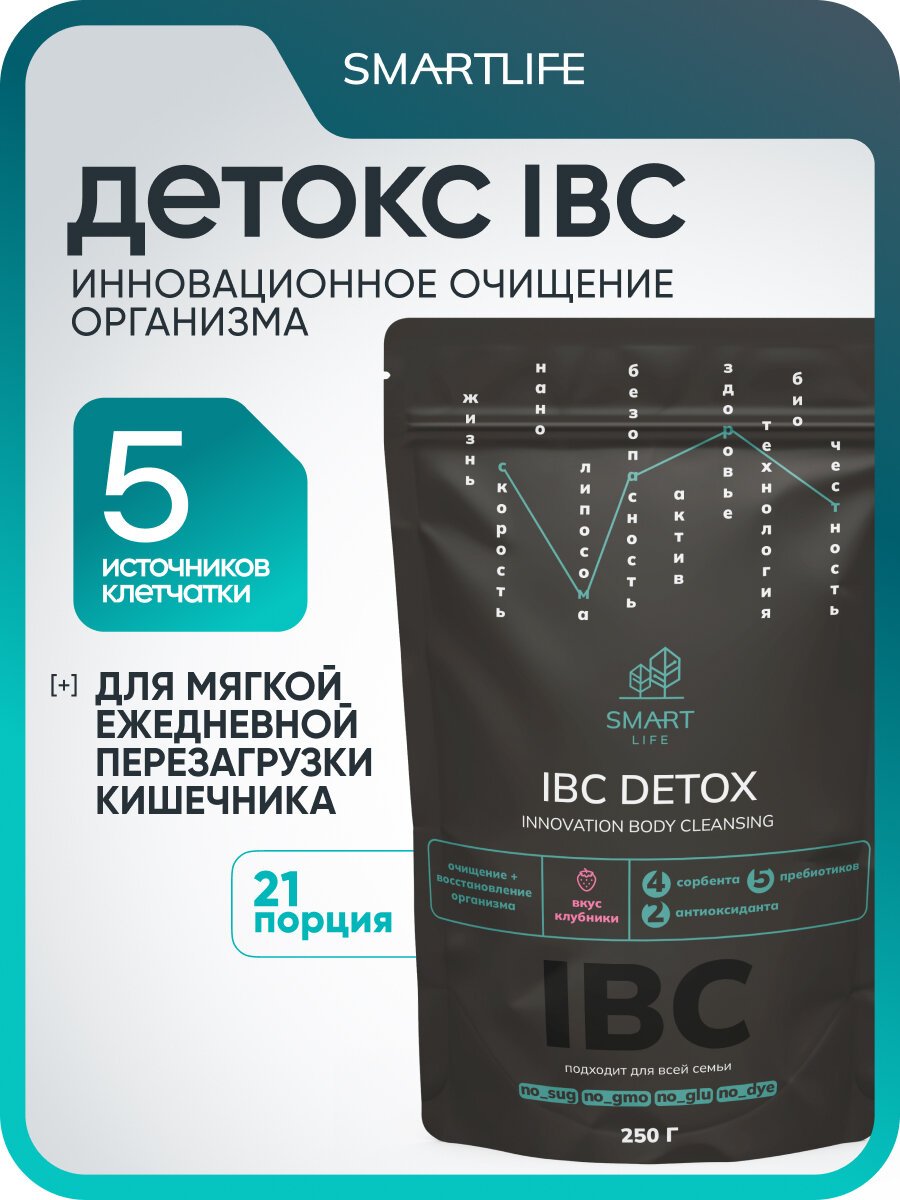 Детокс-коктейль SmartLife IBC, от токсинов и вирусов, для кишечника, кожи, иммунитета, 250 г