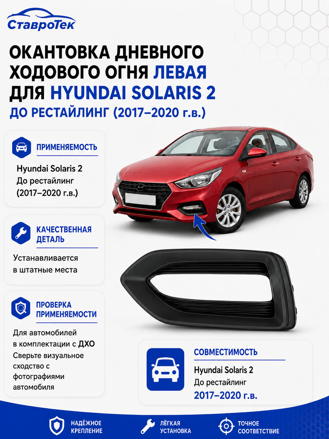 Окантовка передняя левая на Hyundai Solaris 2 ( 2017 - 2020 г. в.)