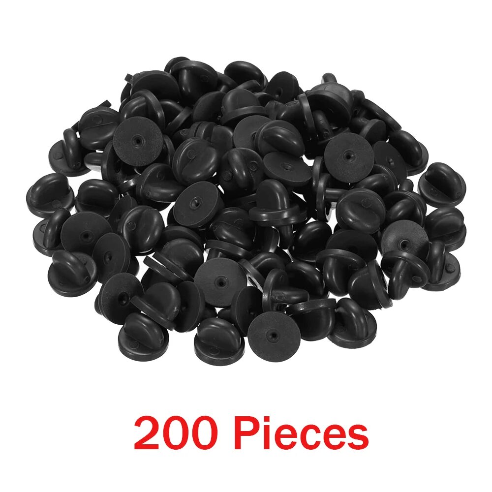 Черные резиновые застежки-бабочки для брошей Black 200 Pieces