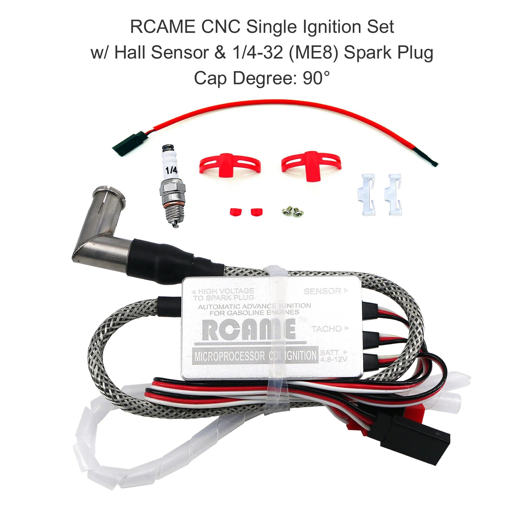 RCAME 1/4-32 (ME-8) CNC CDI-блок зажигания с датчиком Холла и свечой зажигания для бензиновых двигателей радиоуправляемых моделей самолетов