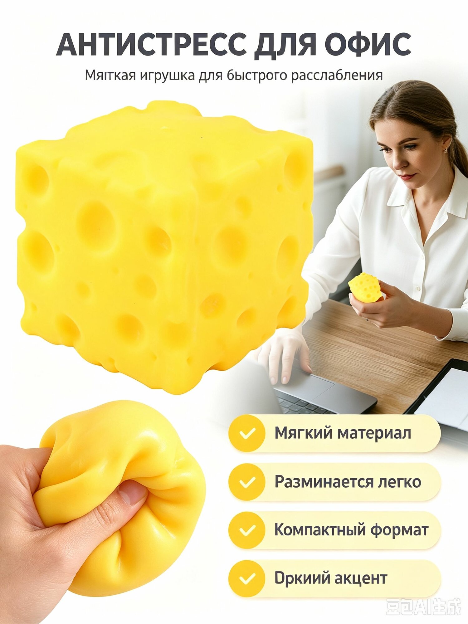 Антистресс, игрушка из безопасного TPR-материала, мягкая, тактильная, возвращает форму после сжатия, многоразовая, Для офиса, учёбы, дома, Подходит для детей и взрослых старше 3 лет для снятия стресса