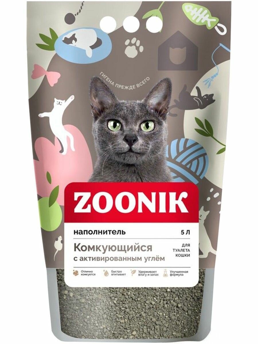 Зооник Наполнитель Угольный Комкующийся