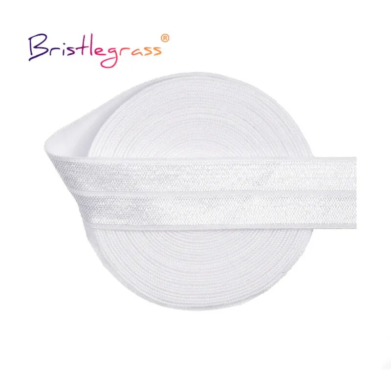 BRISTLEGRASS Эластичная лента для волос, спандекс, сатин, 3/4", 20 мм Белый, White, 10 Yards